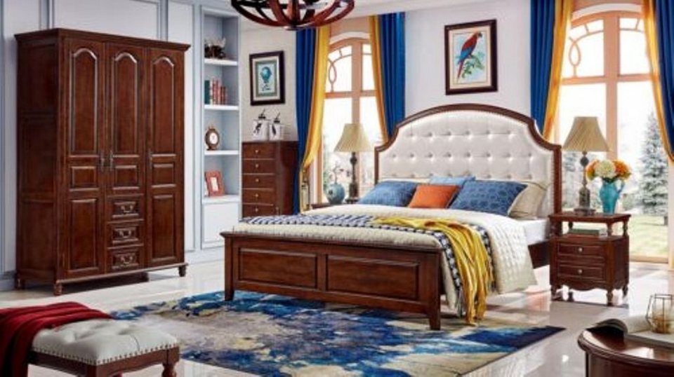 Jvmoebel Schlafzimmer Set Schlafzimmer Set Bett 2x Nachttische Holz