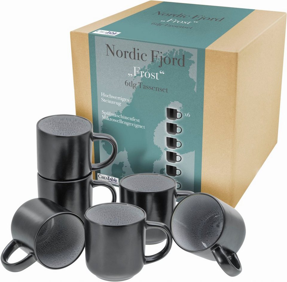 Creatable Becher Nordic Fjord Steinzeug Kaffeebecher Tassen Set 6