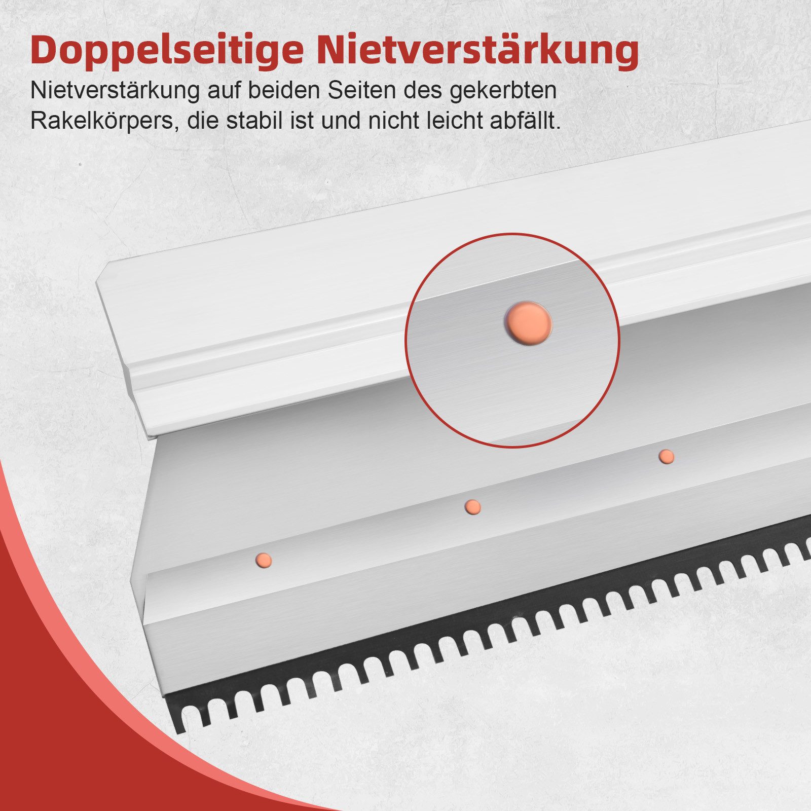 JOYOLEDER Flächenspachtel Großflächenrakel gezahnt 560mm Flächenrakel ...