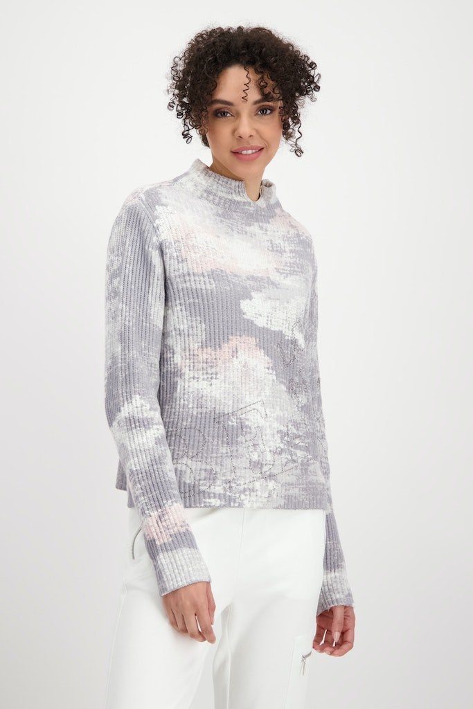 Monari Strickpullover Strickpullover mit Allover Print und Glitzereffekt