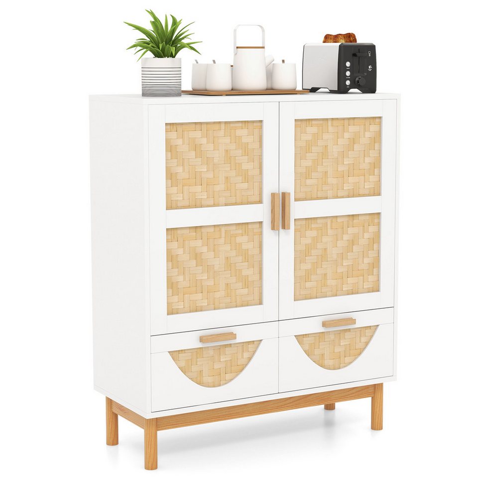 Costway Kommode Sideboard Mit 2 Türigem Schrank And 2 Schubladenn 80cm