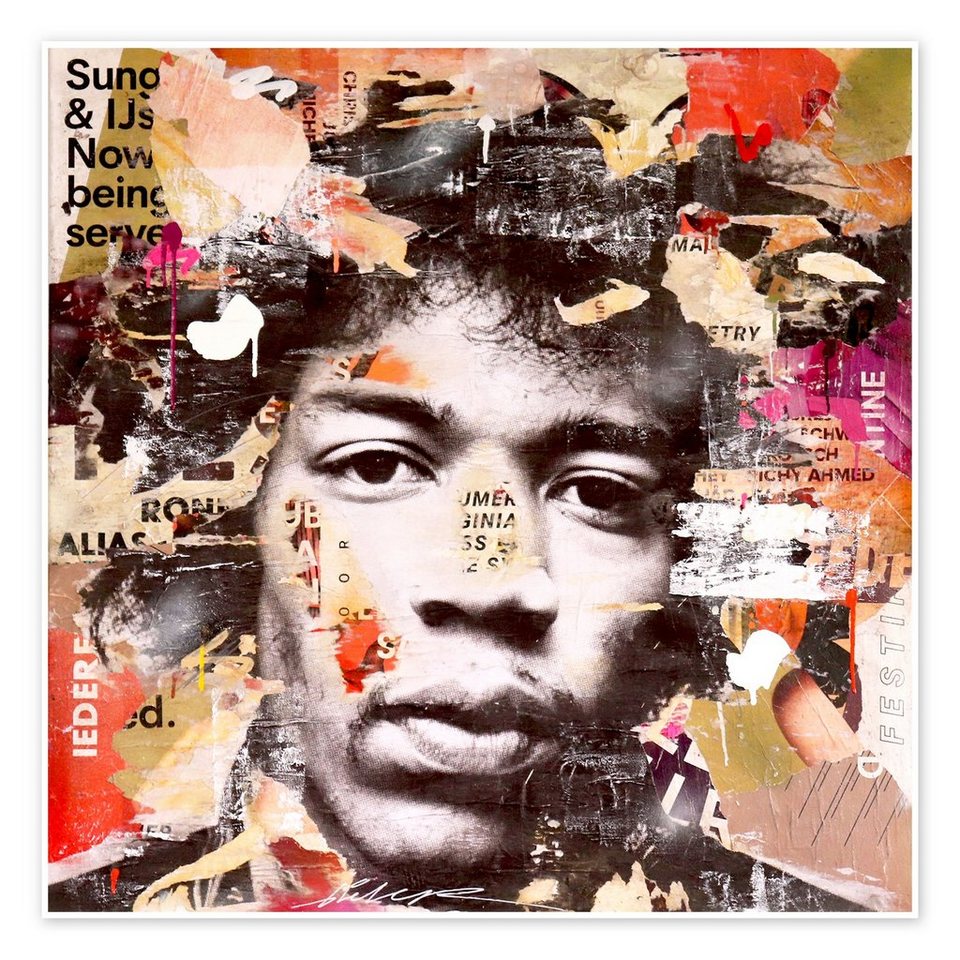 Posterlounge Poster Michiel Folkers Jimi Hendrix Wohnzimmer Illustration