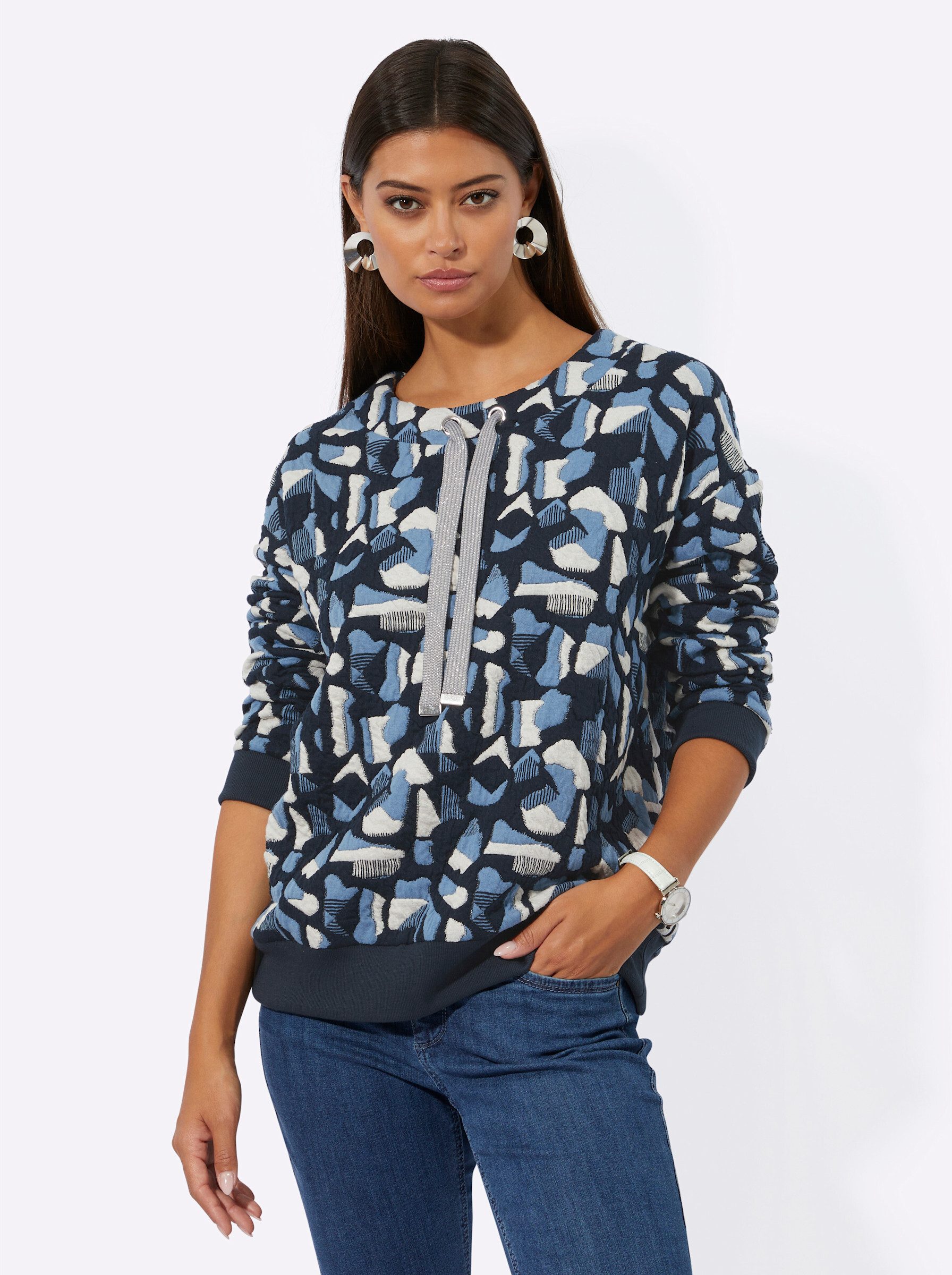 creation L Sweater Sweatshirt, Effektvolle Zierbänder