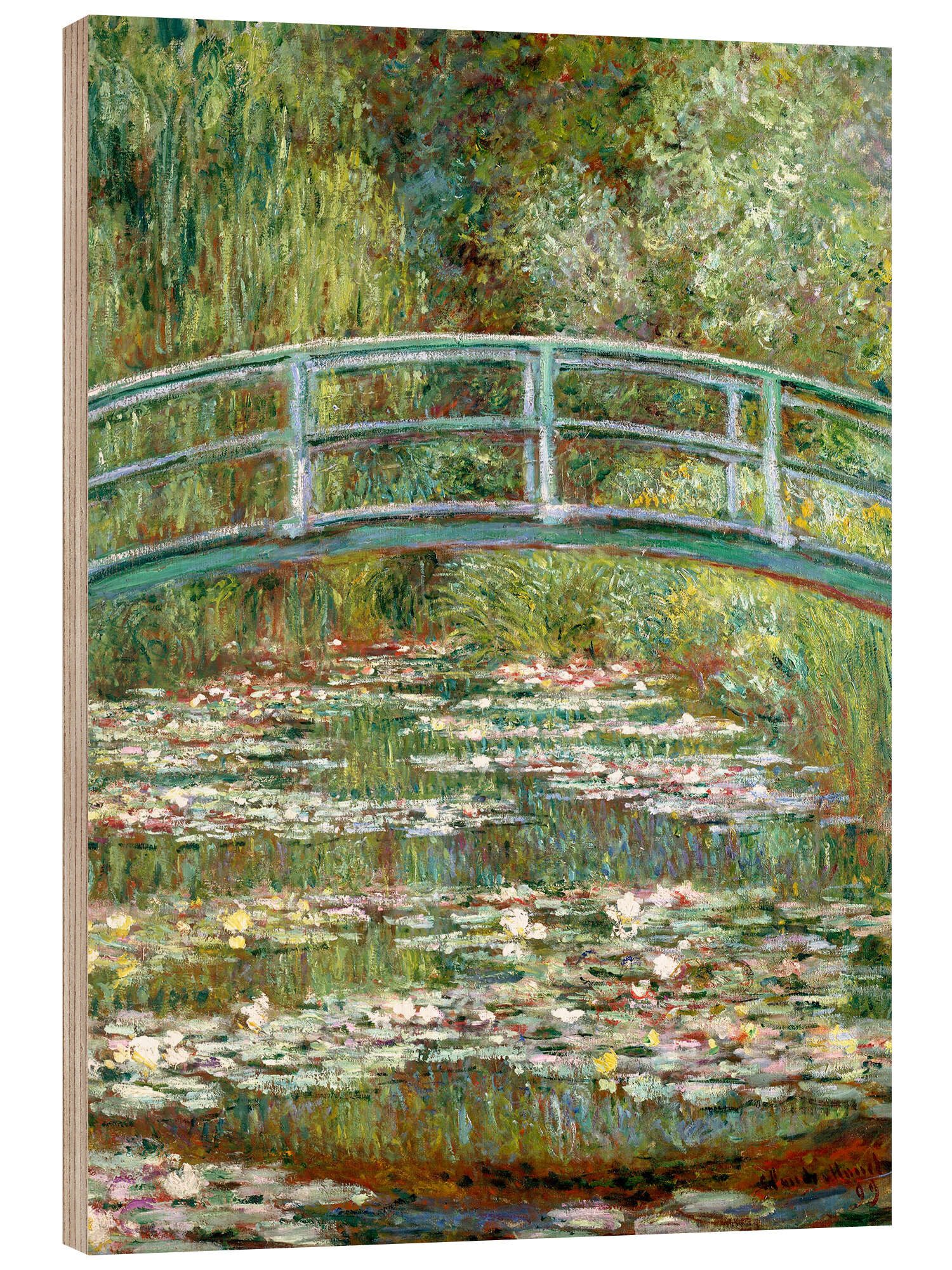 Posterlounge Holzbild Claude Monet Brücke über Einen Seerosenteich