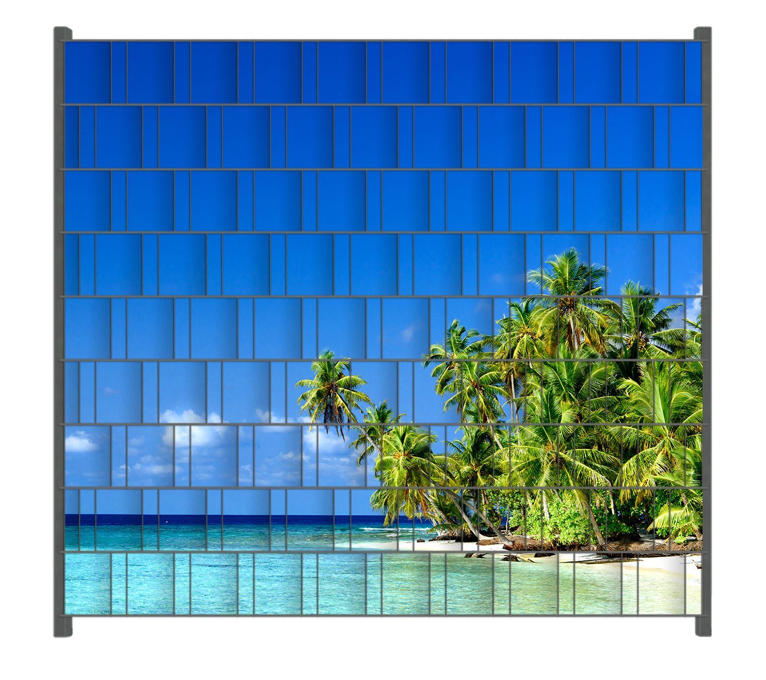 Wallario Sichtschutzstreifen Blauer Himmel Weißer Strand Palmen Und Das