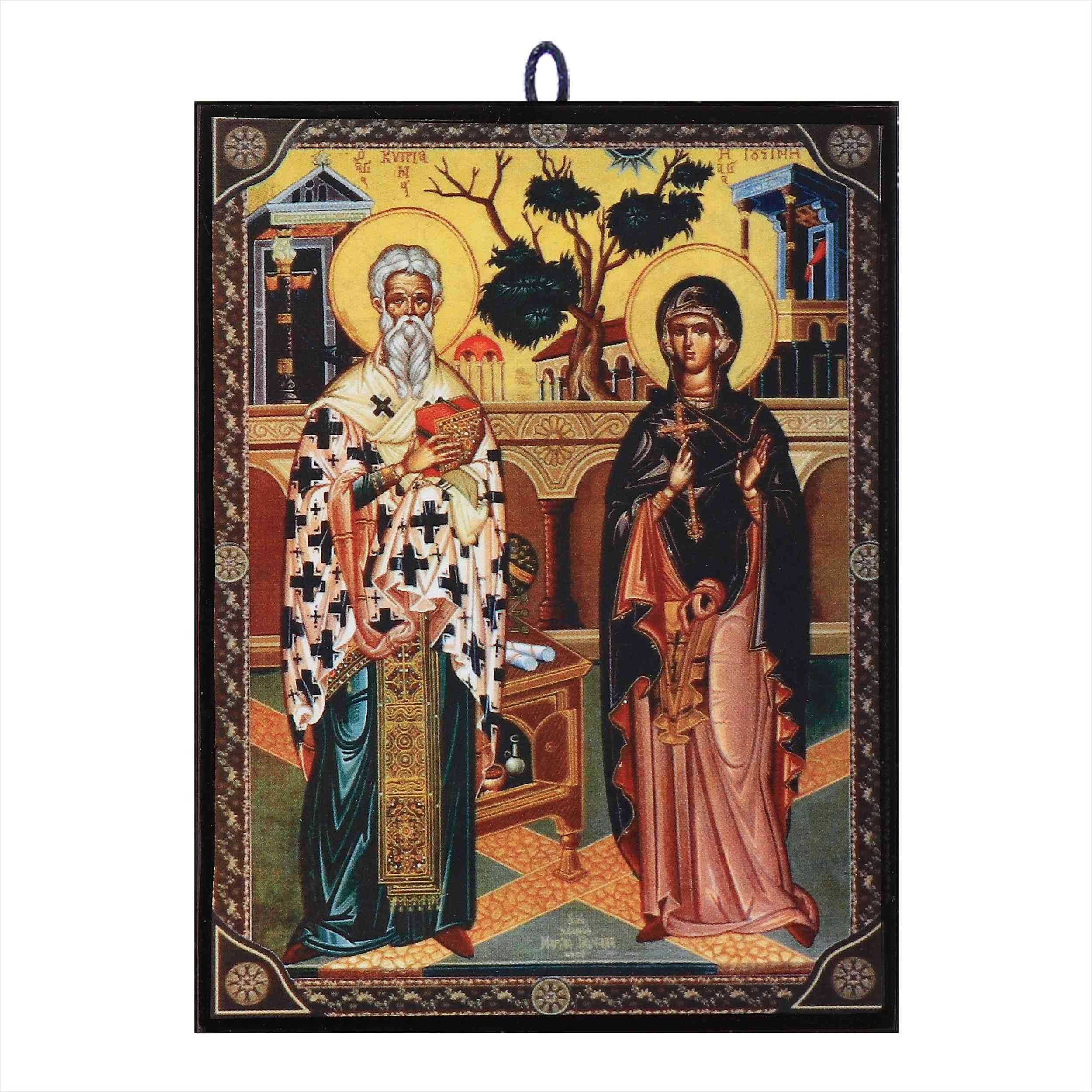 NKlaus Bild Ikone Cyprian und Justina orthodox Zertifizierte Reproduktion aus Grie, Religion