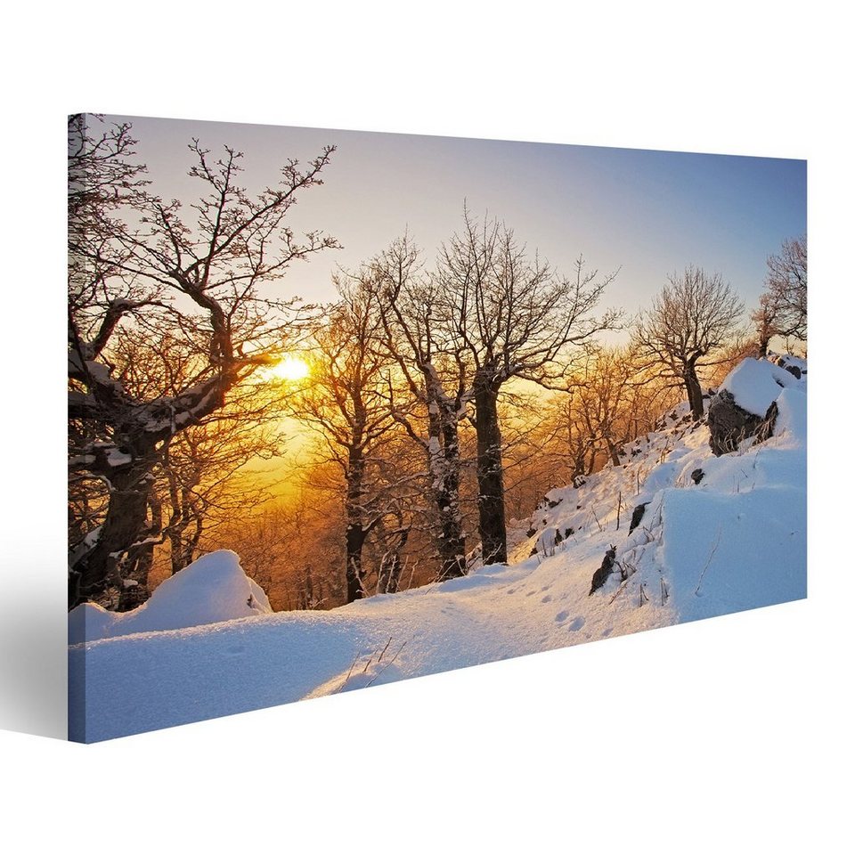 islandburner Leinwandbild »Bild auf Leinwand Winter Im Wald Bei ... islandburner Leinwandbild »Bild auf Leinwand Winter Im Wald Bei ...