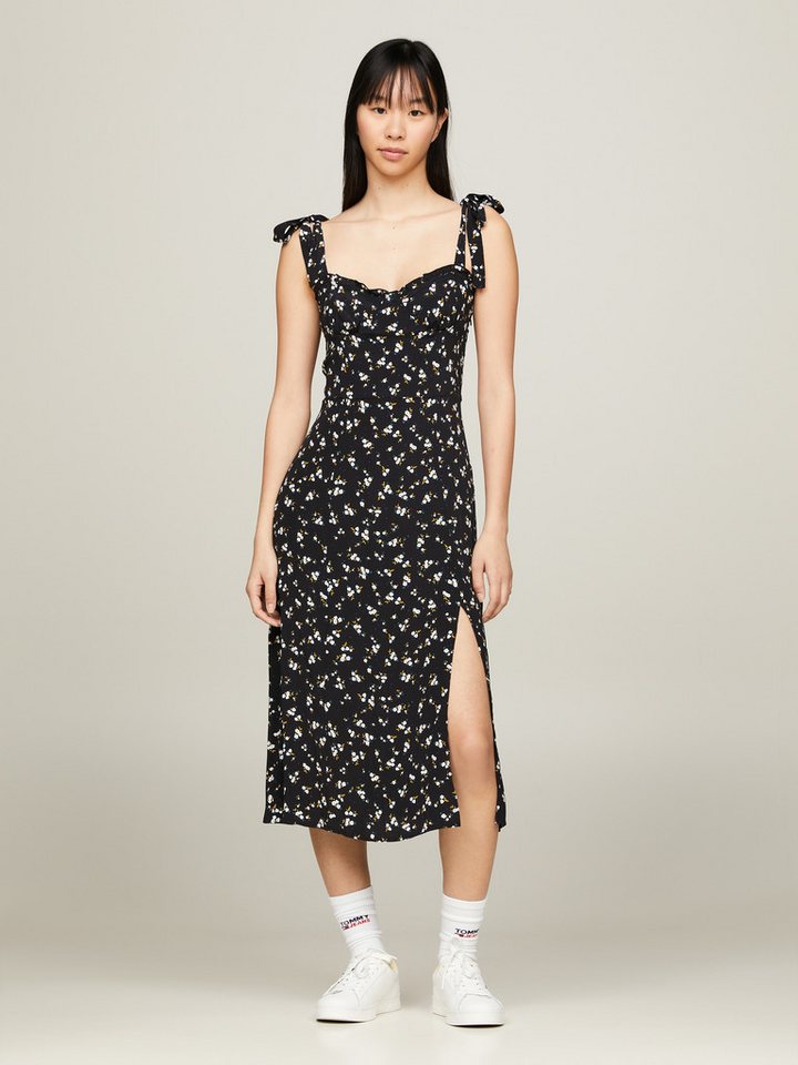 Tommy Jeans Blusenkleid Tjw Midi Floral Ruffle Dress Mit Tommy Jeans Flagge