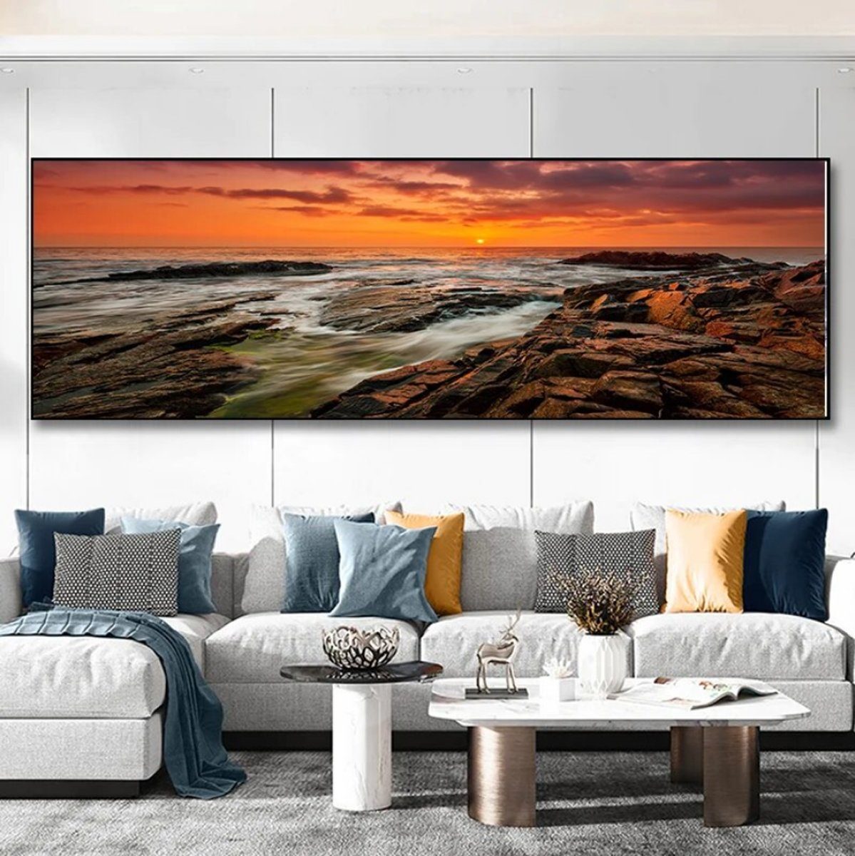 TPFLiving Kunstdruck (OHNE RAHMEN) Poster - Leinwand - Wandbild, Landschaft Küste Meer ...