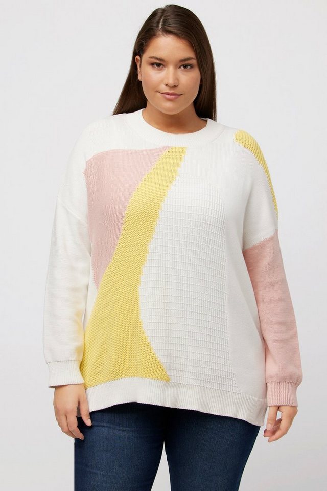 Ulla Popken Strickpullover Pullover Grafisches Muster Oversized Rundhals