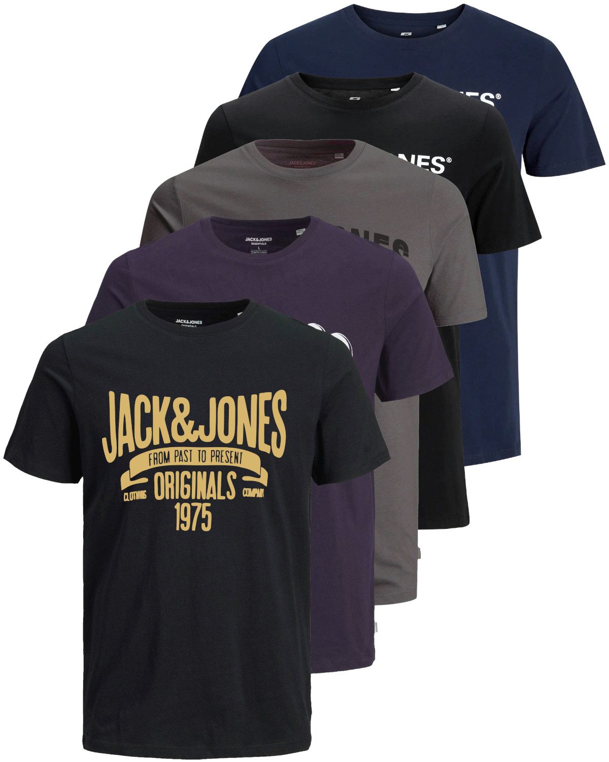 Jack & Jones Print-Shirt (Spar Set, 5er-Pack) T-Shirts mit Aufdruck aus ...