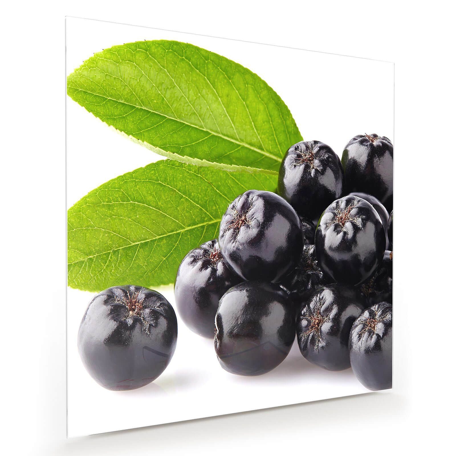 Primedeco Glasbild Wandbild Quadratisch Beeren Und Blätter Mit