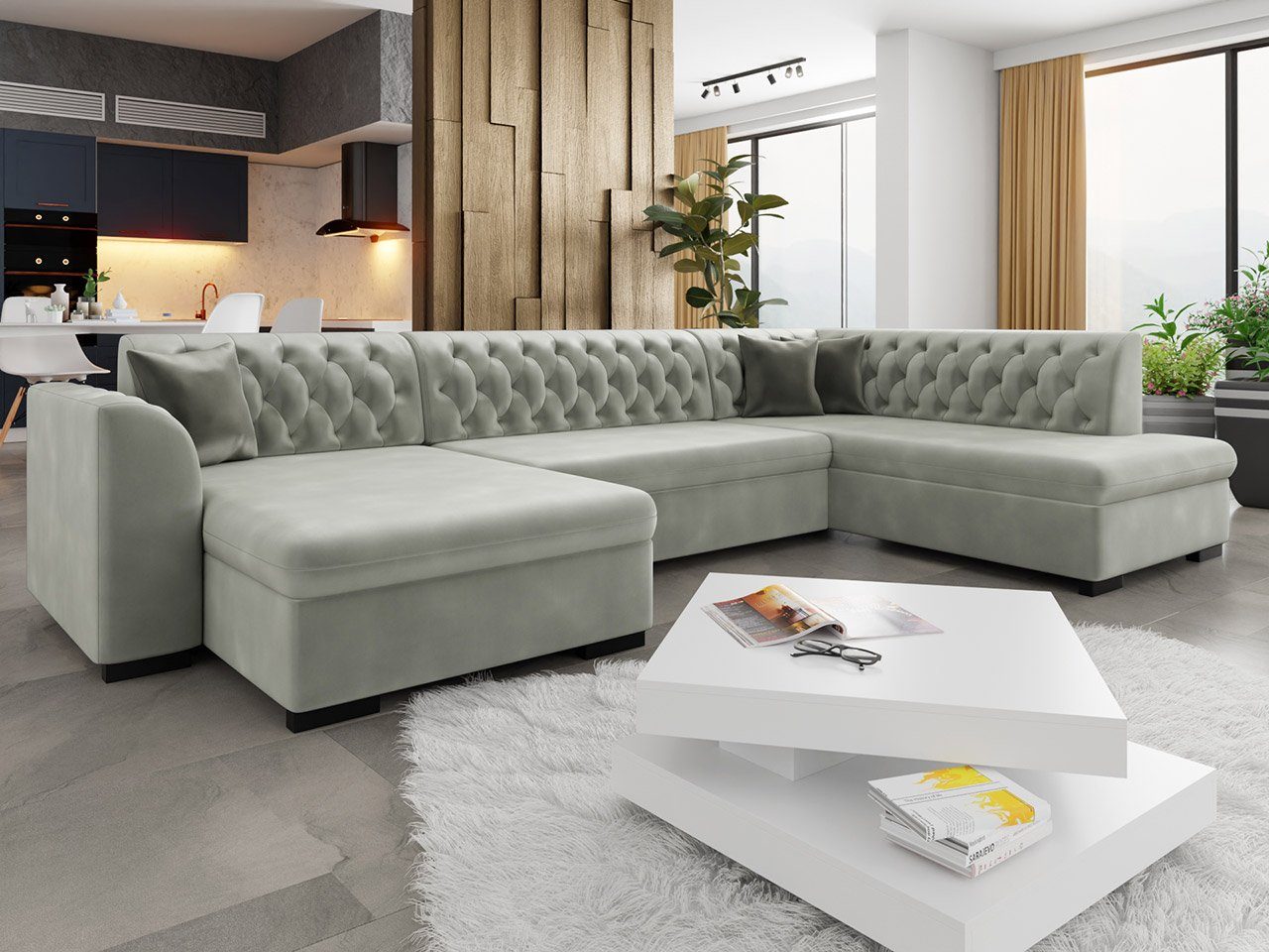 MIRJAN24 Ecksofa Gerdin, mit Bettkasten und Schlaffunktion, U-Form mit ...