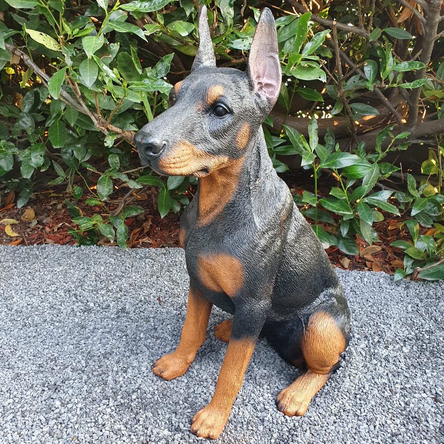 Aspinaworld Gartenfigur Sitzende Dobermann Figur 61 Cm Figur Für Den