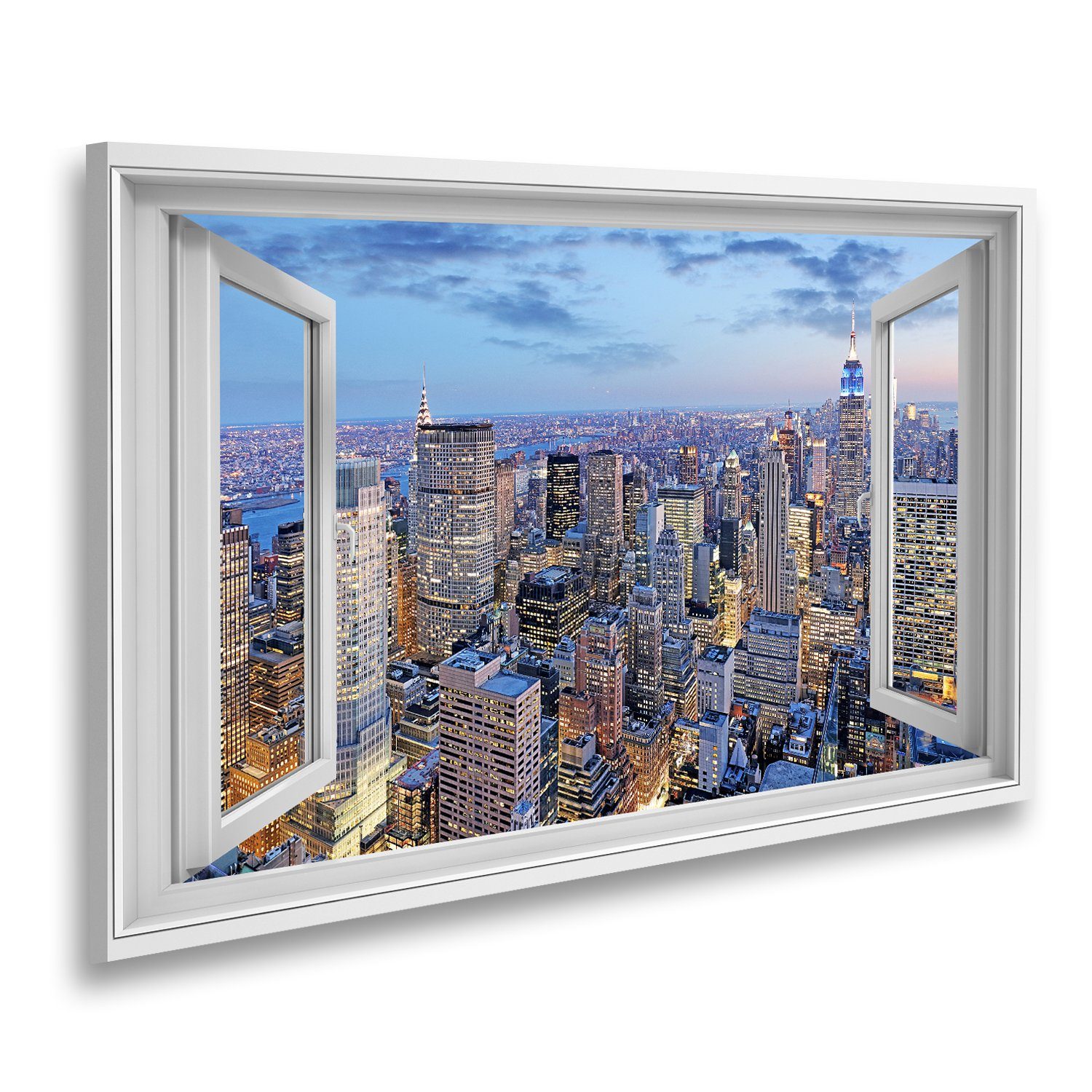 islandburner Leinwandbild Fensterblick New York City bei Nacht Manhattan Usa Sagenhafter Effekt