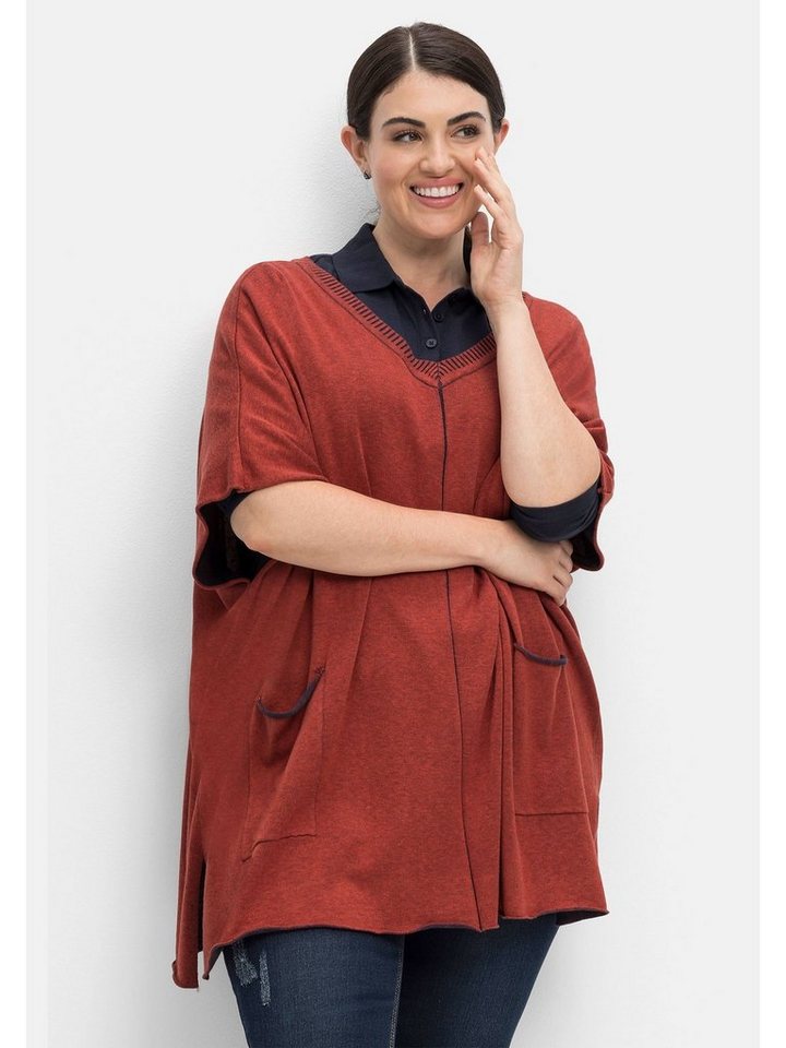 Sheego V Ausschnitt Pullover Große Größen Mit Zweifarbigem Strick