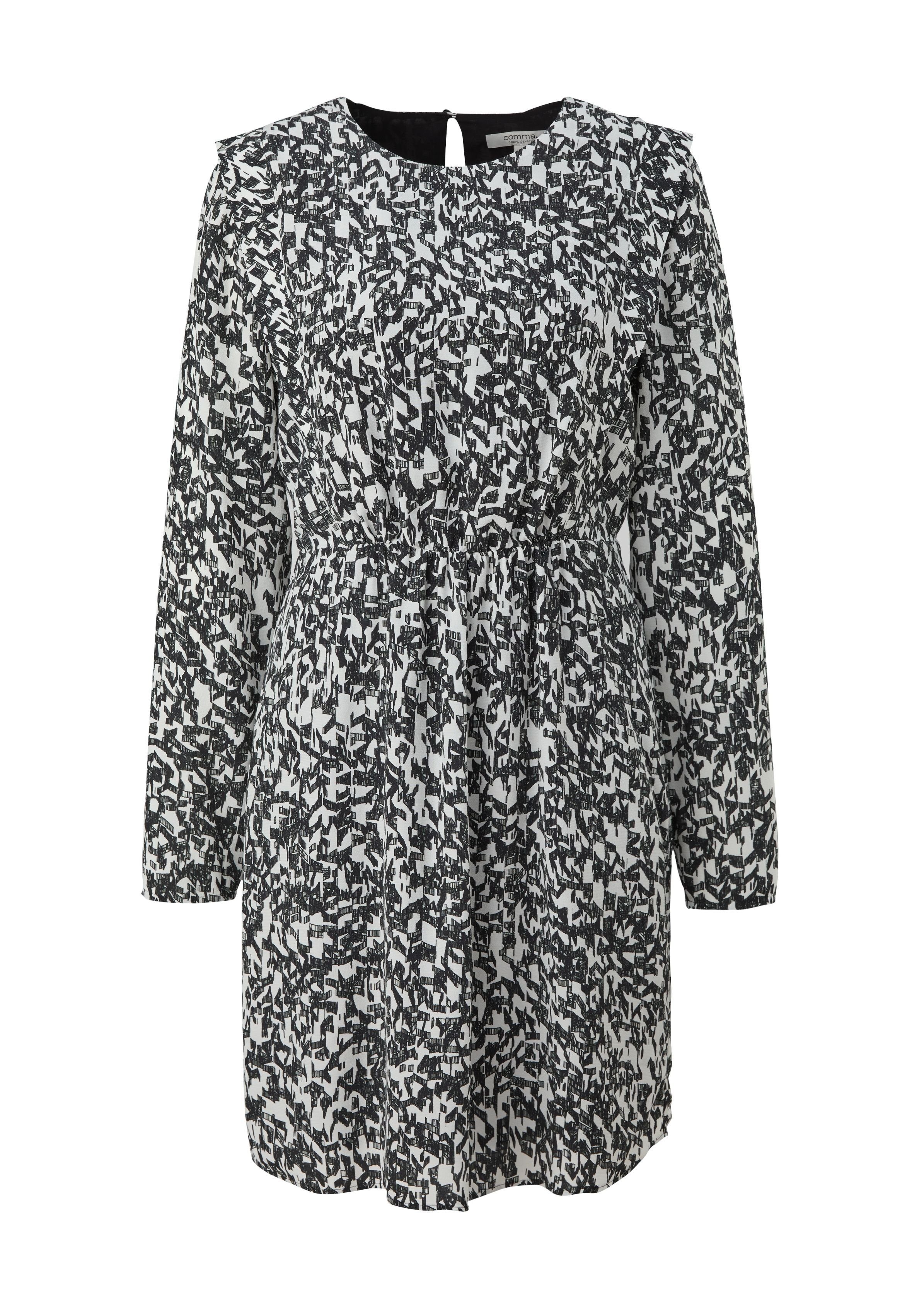 Comma Casual Identity Minikleid Viskosekleid Mit Allover Muster Raffung