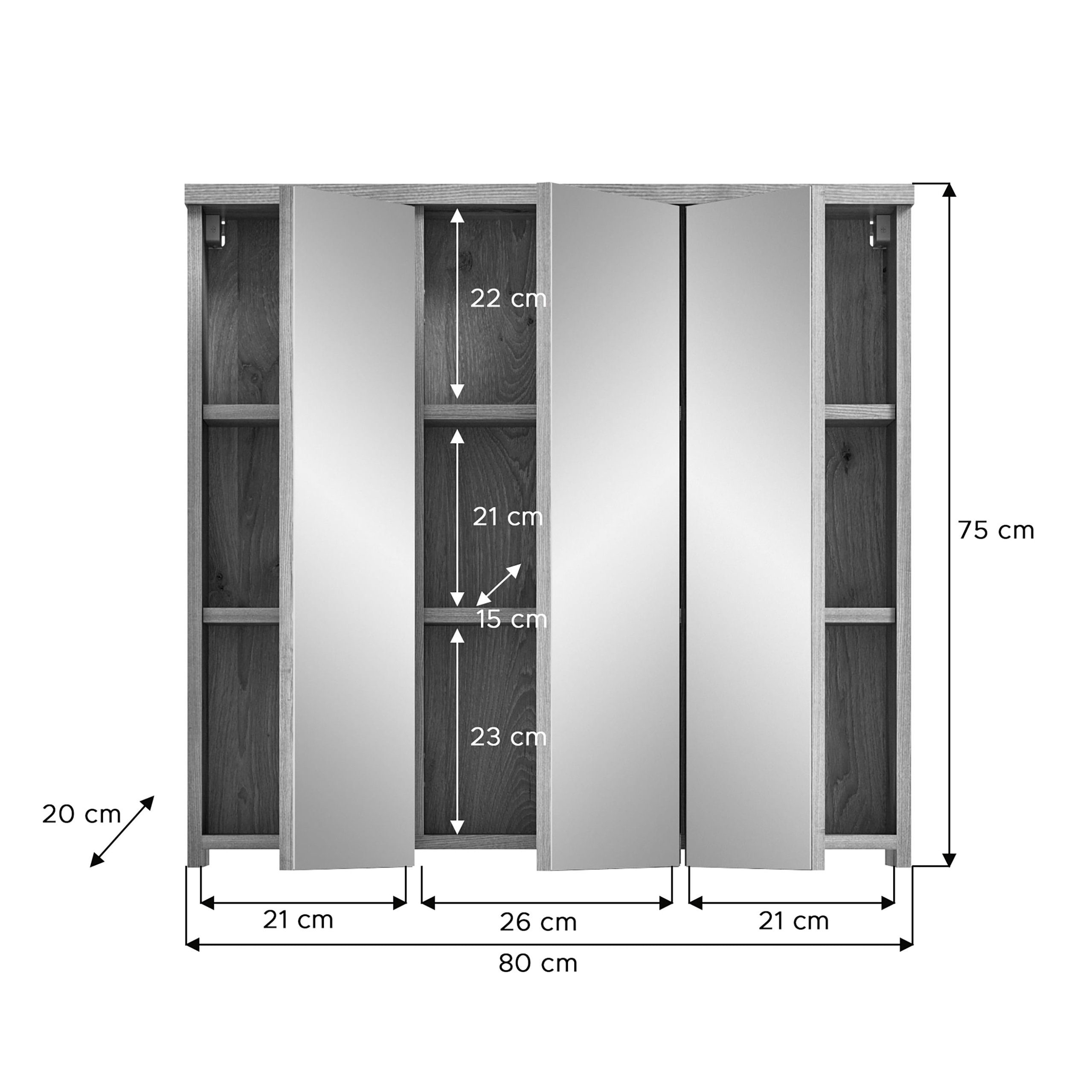 Newroom Spiegelschrank Gorado Spiegelschrank Nox Oak NB Spiegelfront ...