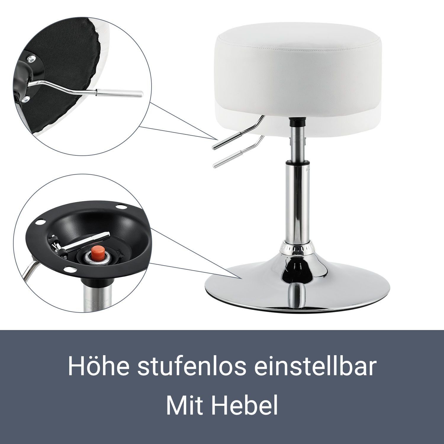 Juskys Sitzhocker Tonia, gepolsterter Hocker, stufenlos ...