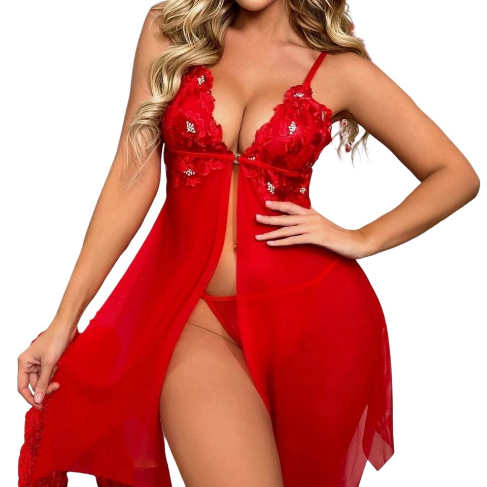 Aukuu Set Corsage Bh Set Unterwäsche Sexy Junge Frauen Rotes Mesh