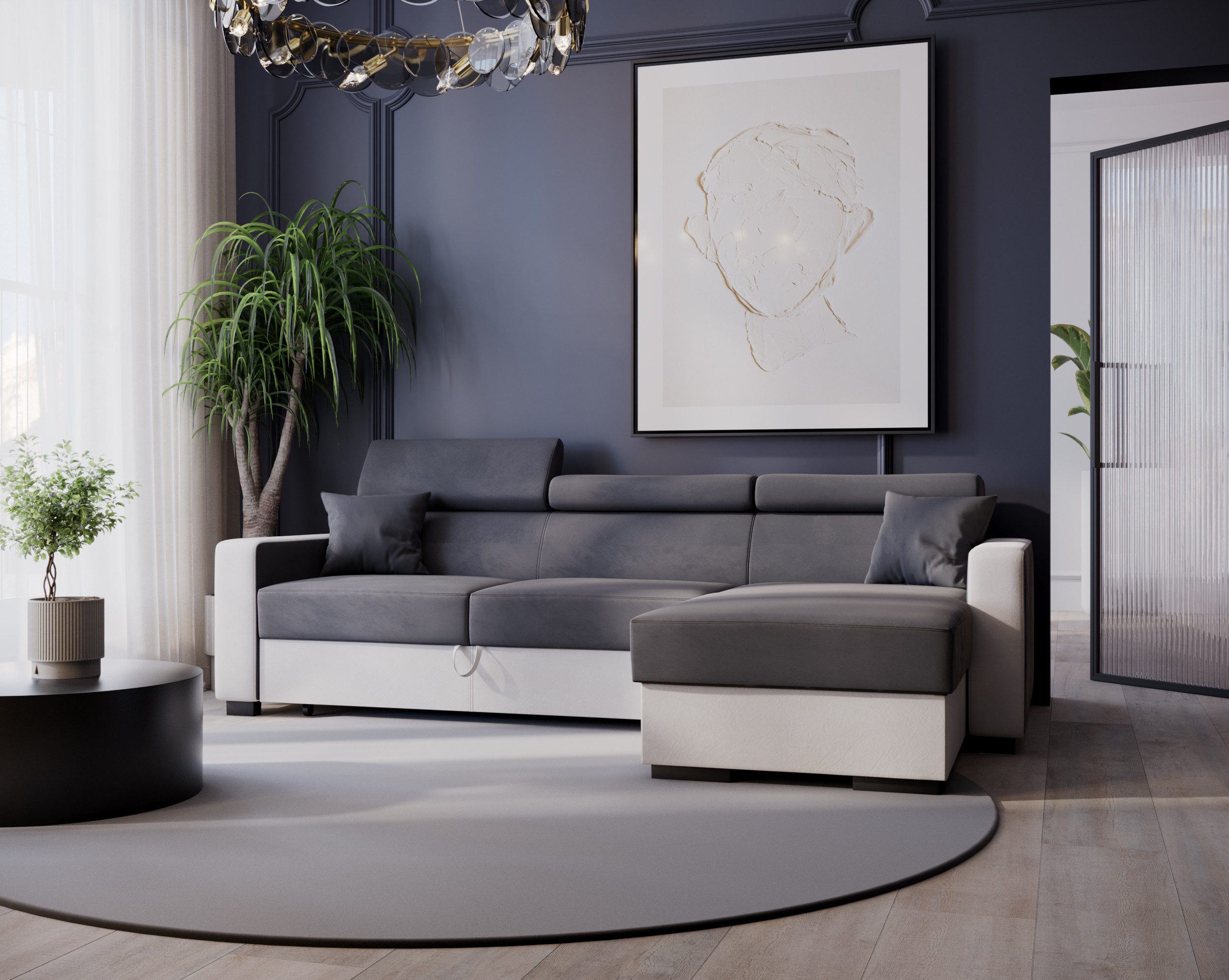 MOEBLO Ecksofa Kamelia L, Eckcouch Wohnlandschaft Sofa mit Ottomane ...