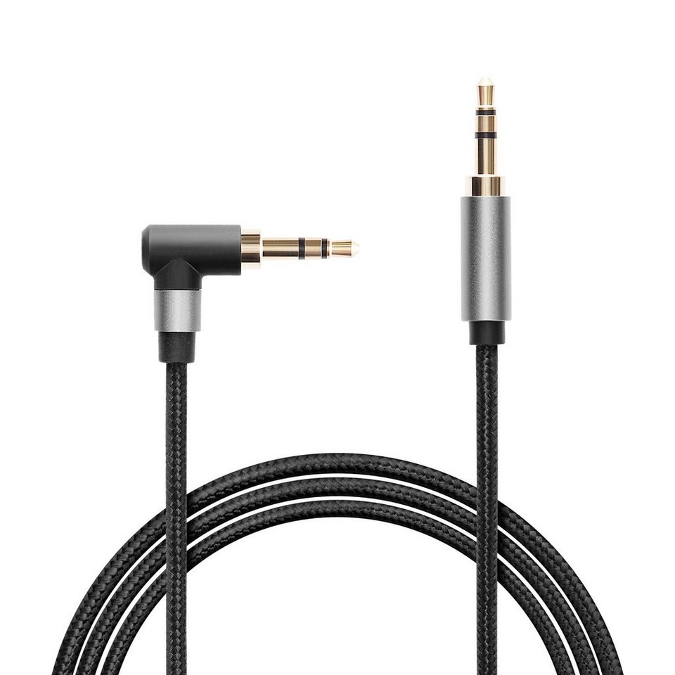 Kwmobile Audio Kabel Kopfhörerkabel 90 Grad Nylon Aux Kabel 100cm