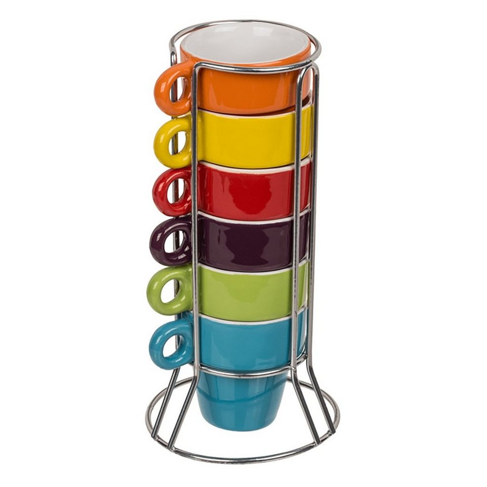 Out Of The Blue Espressotasse Set 6 Kaffeetassen Regenbogenfarbig Mit