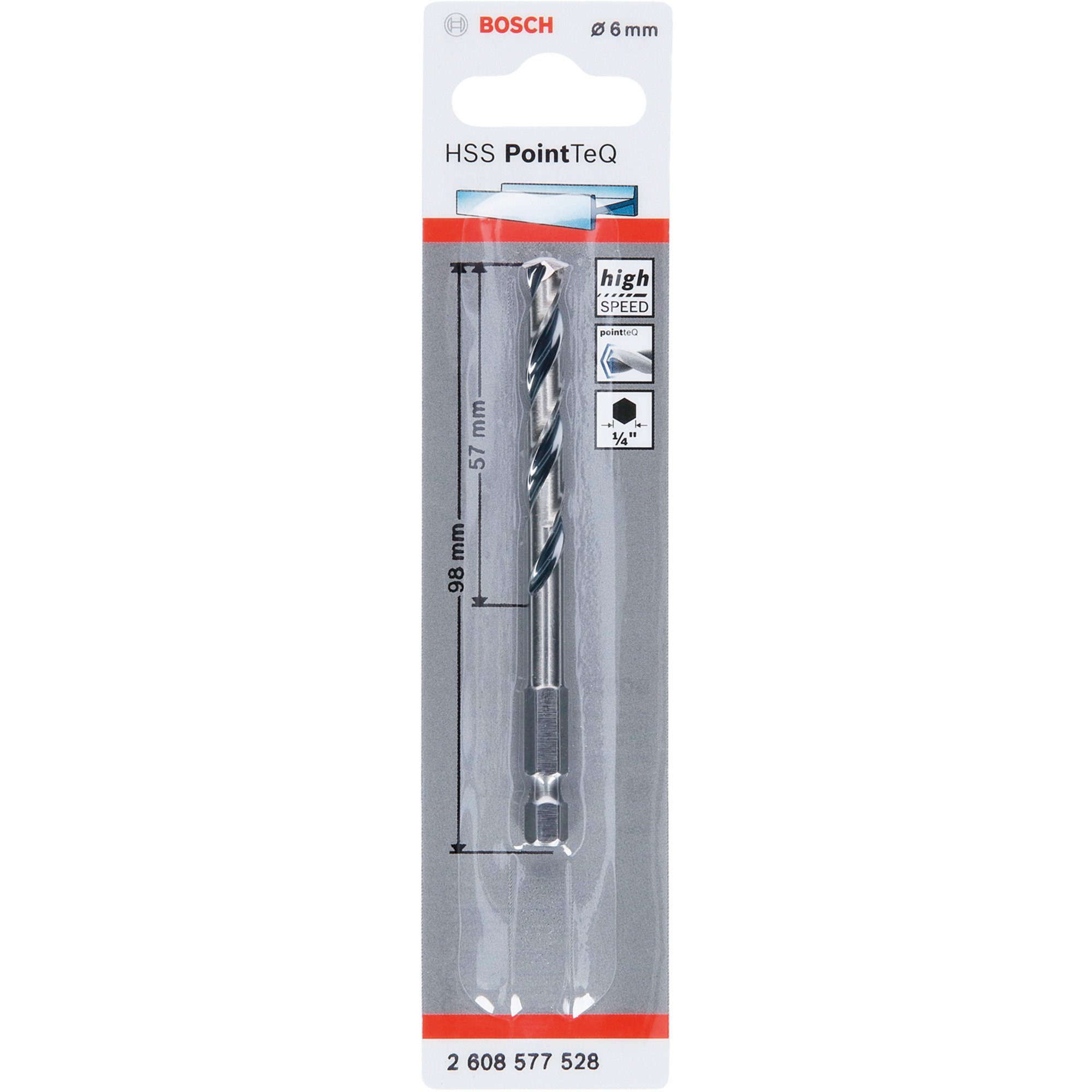 BOSCH Bohrer- und Bitset HSS-Spiralbohrer PointTeQ Hex, Ø 6mm ...