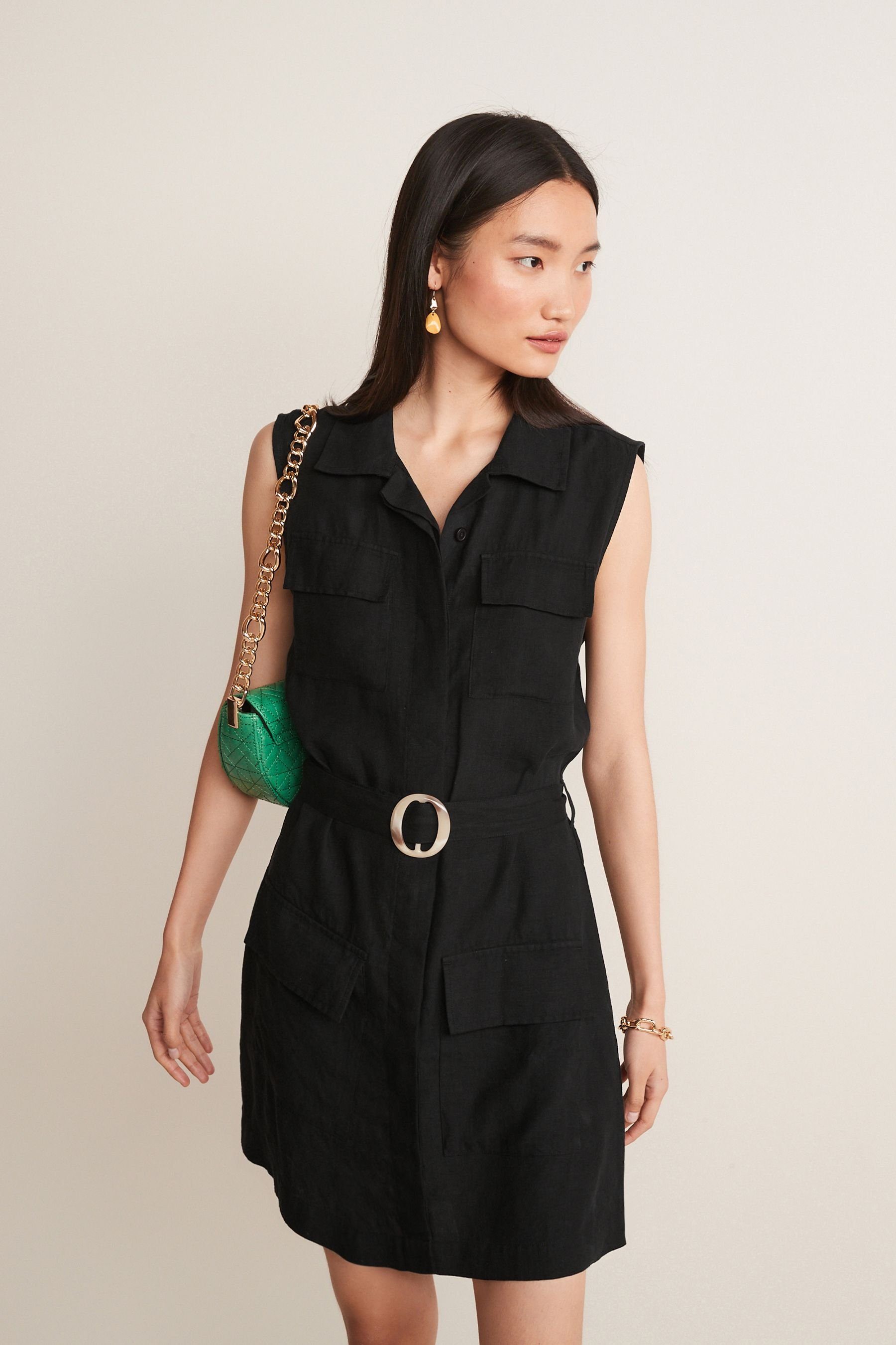 Next Minikleid Ärmelloses Utility Kleid Aus Leinenmischung 1 Tlg