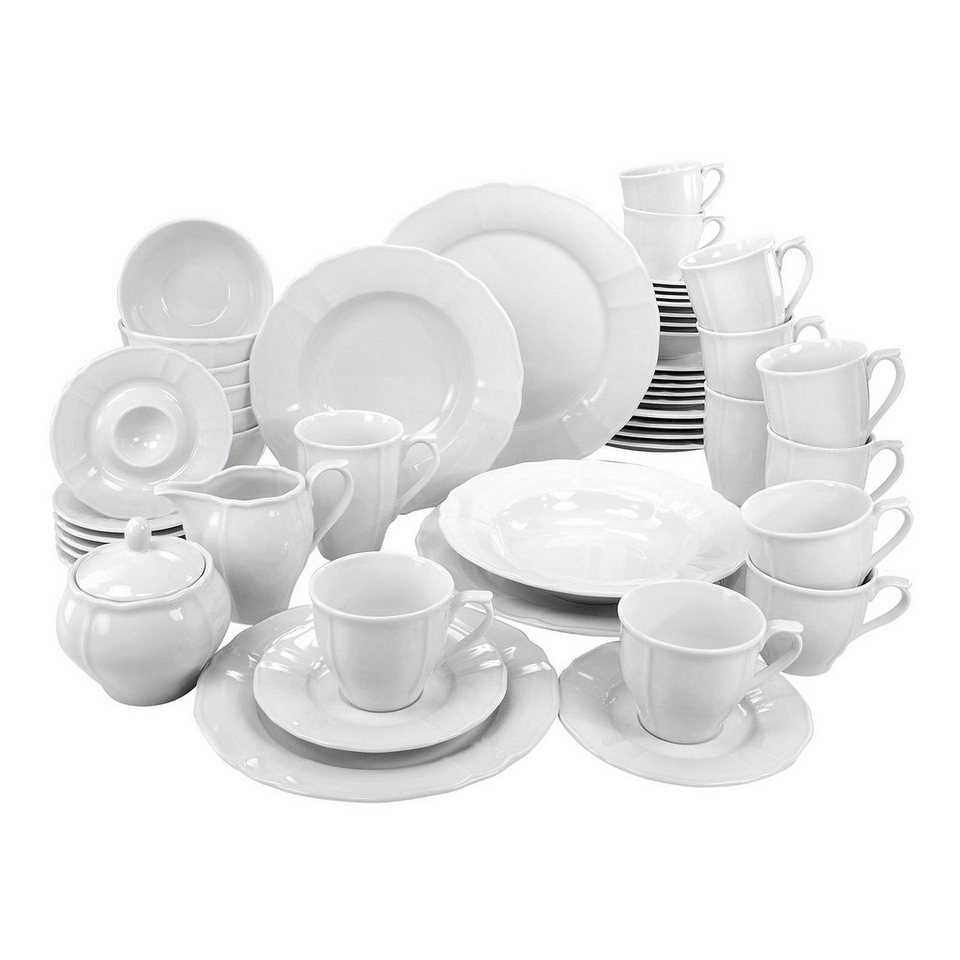 Creatable Tafelservice Flora 50 Tlg 6 Personen Hochwertiges Porzellan