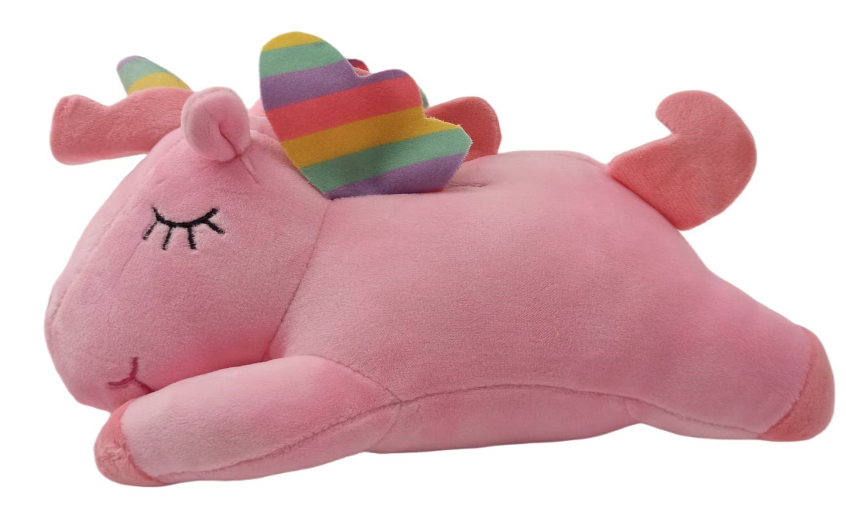 Soma Kuscheltier Einhorn Dino Drache 25 Cm Liegend Rosa Kuscheltier