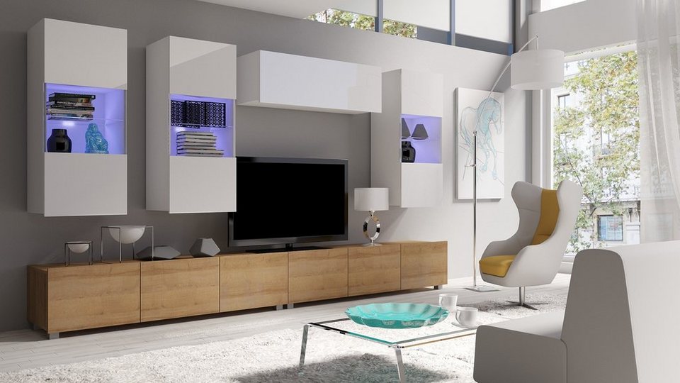 99rooms Wohnwand Bietula Set 6 St Wohnzimmer Set 6 Teilig