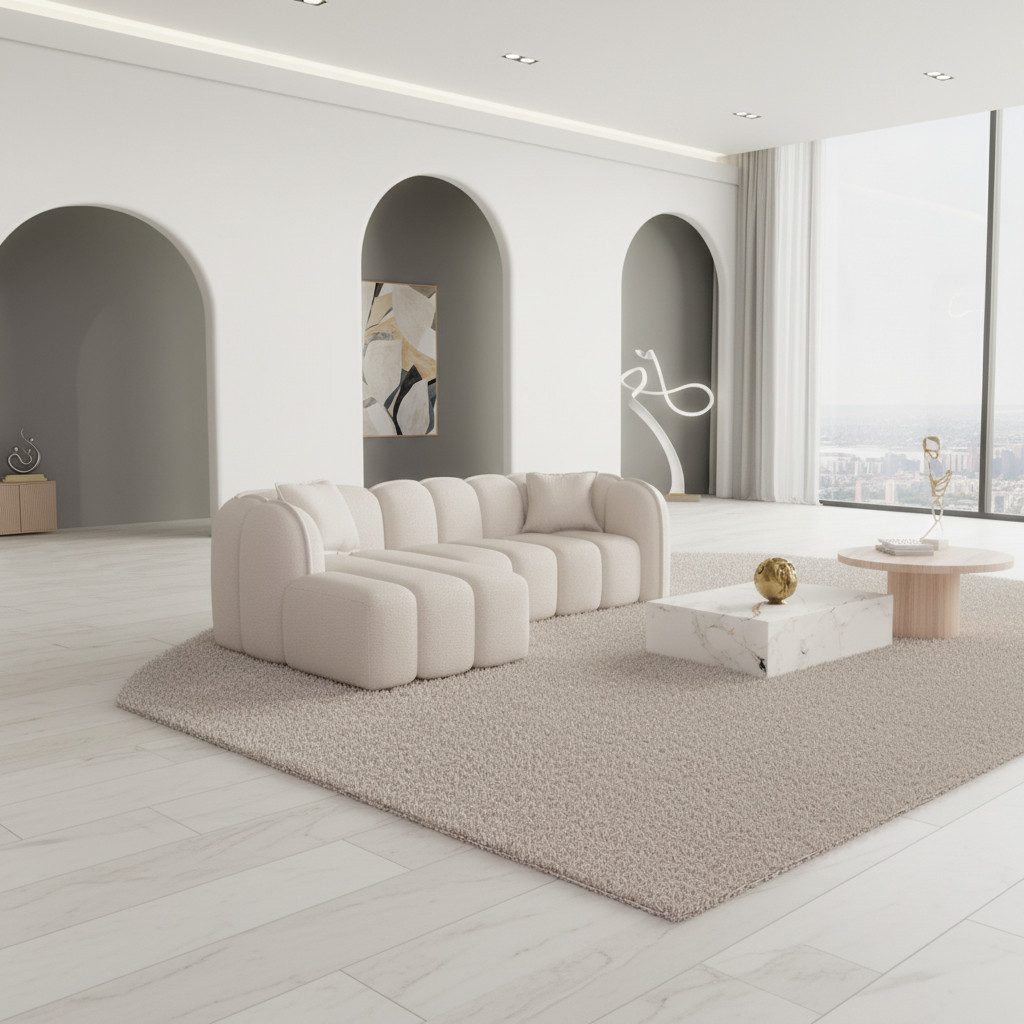 Divitorio Ecksofa Miramar L Form Kurz Couch, 4-Sitzer, Couch, Stoff ...