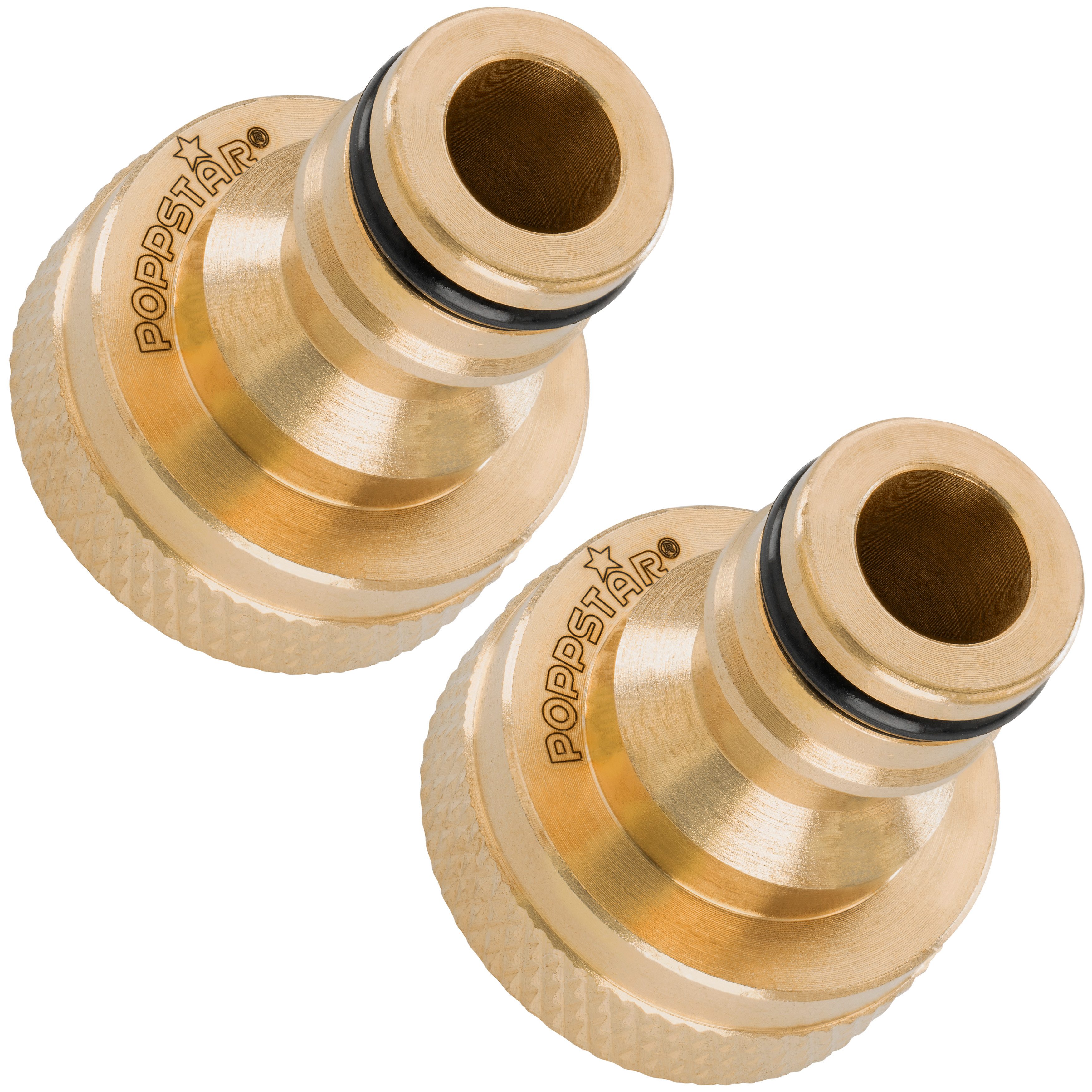 Poppstar Anschlussstück, 2x Wasserhahn-Verbinder für Schlauch (1/2" IG auf Steckkupplung ...