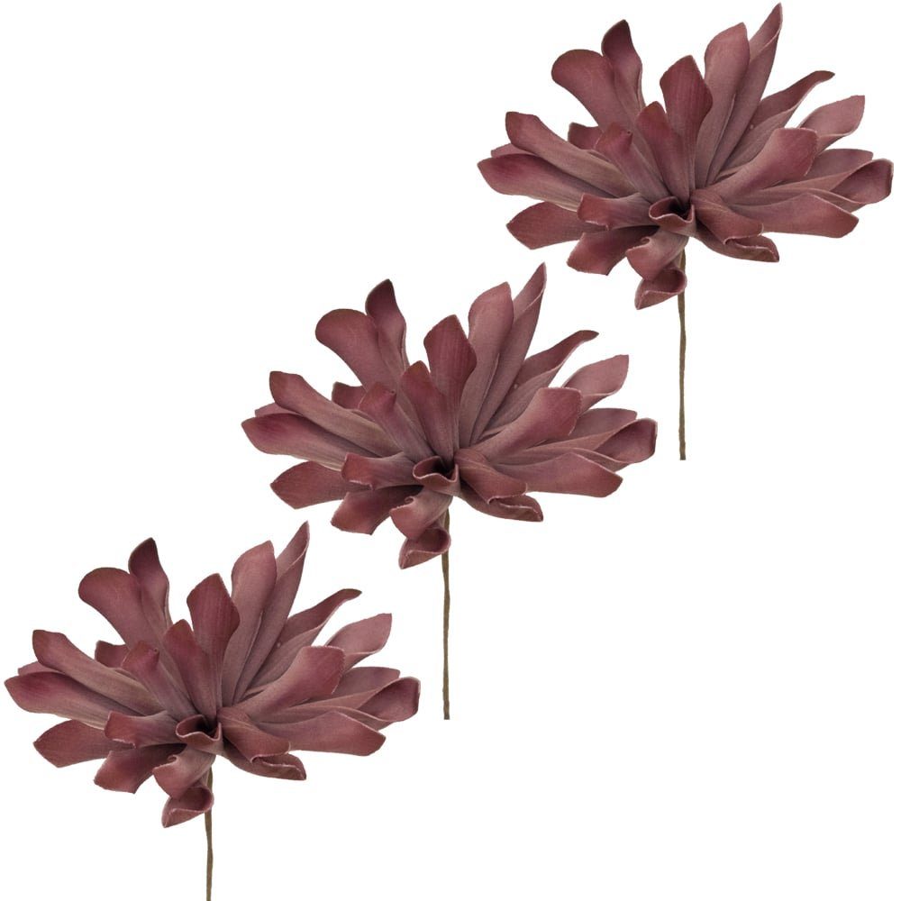 Kunstblume Kunstblumen Sukkulente Lila Pflanzen Deko Ø 11x8 Cm 3er Set