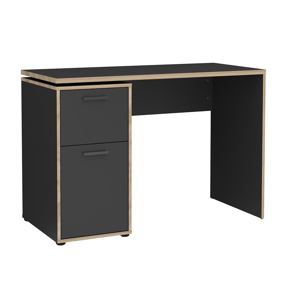 Lomadox Schreibtisch Empoli 10 In Anthrazit Mit Eiche Kante 110675