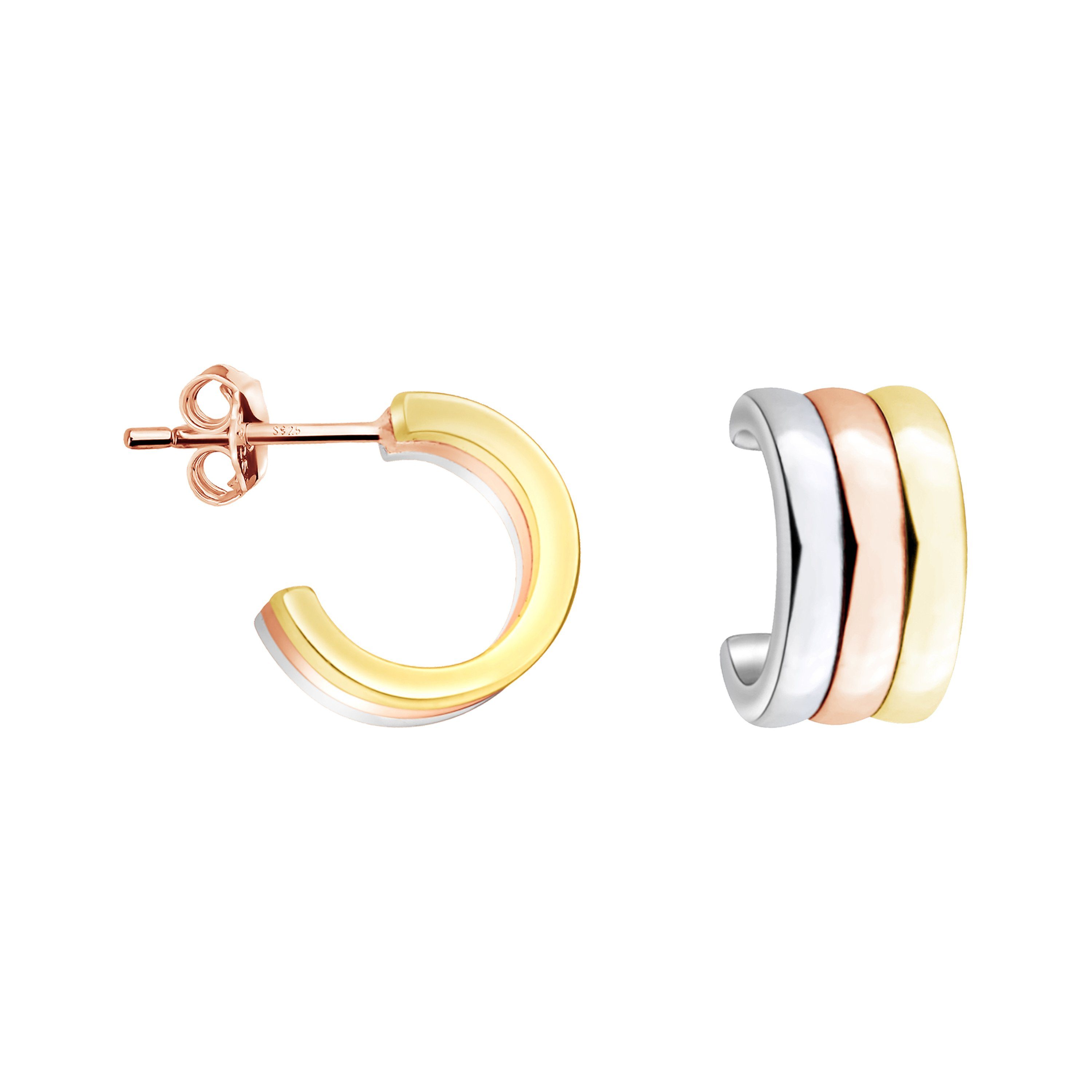 Sofia Milani Paar Creolen Dreifarbig, 925 Silber Damen Schmuck - E0981