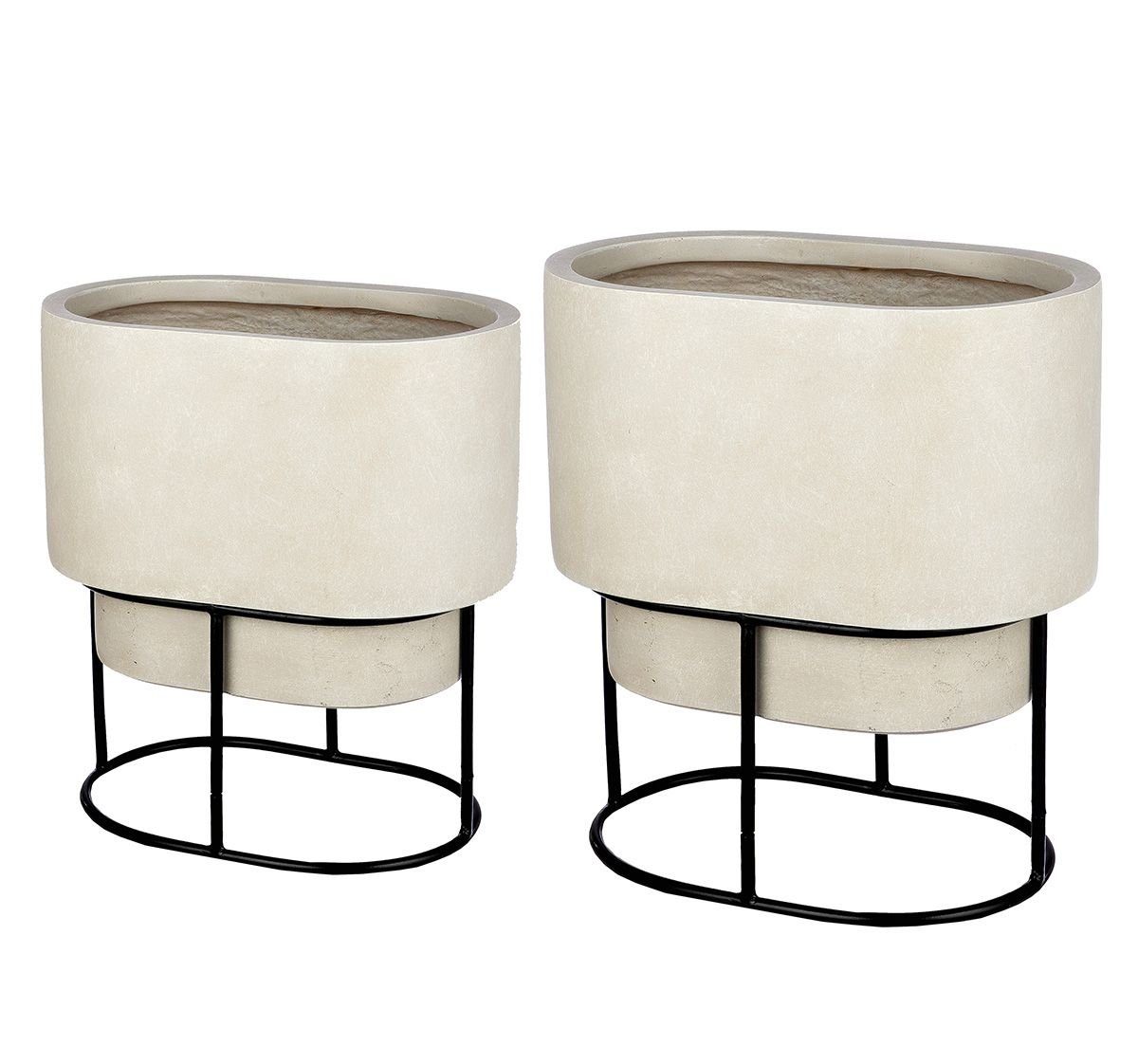Gilde Dekoobjekt Fiberglas Magnesia 2er Set Pflanztöpfe Stilvolle