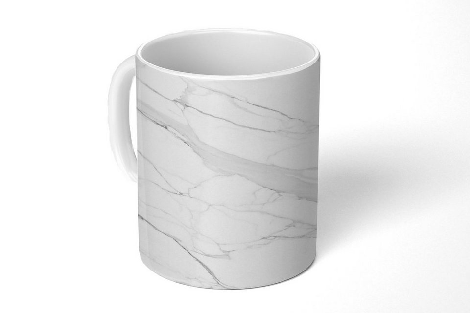 Muchowow Tasse Marmor Weiß Linie Muster Luxus Marmoroptik