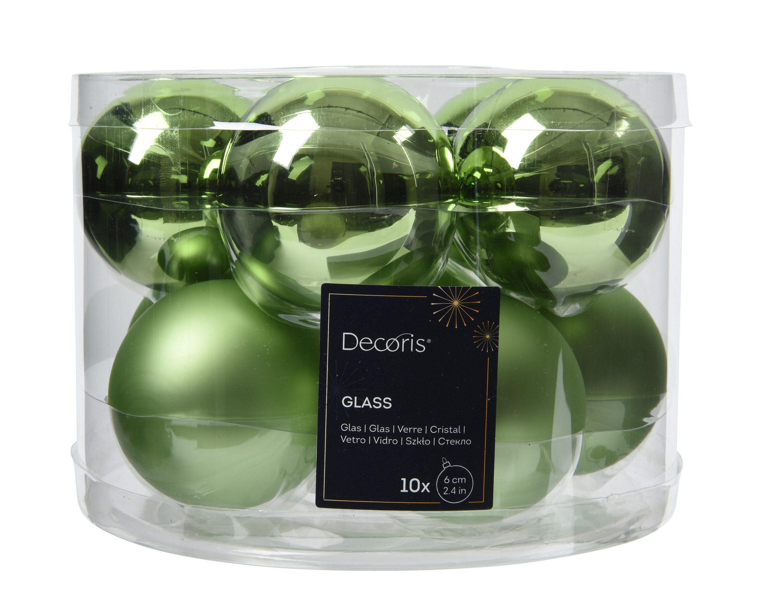 Kaemingk Weihnachtsbaumkugel, Weihnachtskugeln Glas 6cm x 10 Stück - Grüntee