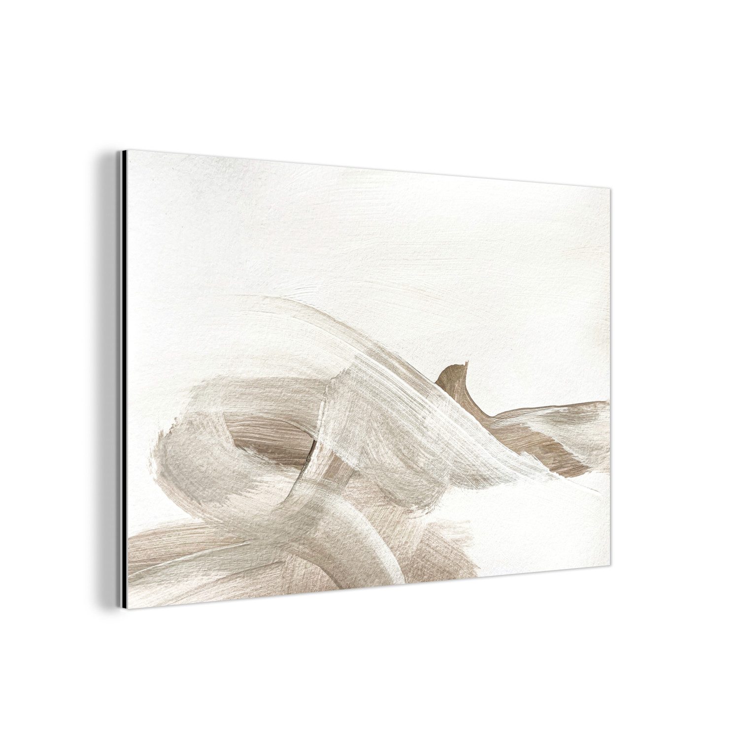 Muchowow Metallbild Abstrakt Moderne Kunst Beige Fotodruck 1 St