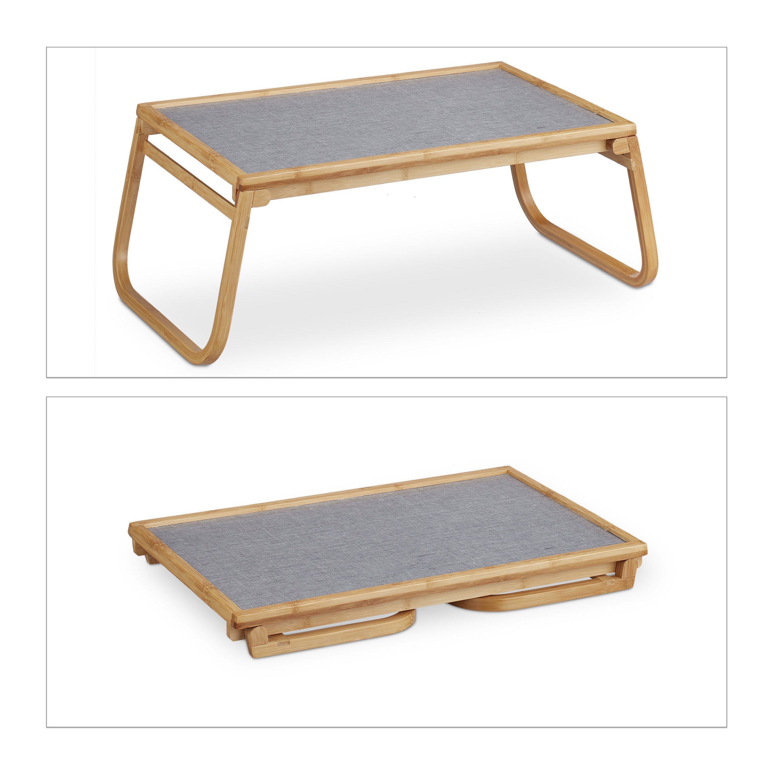 relaxdays Tabletttisch Betttablett klappbar Bambus