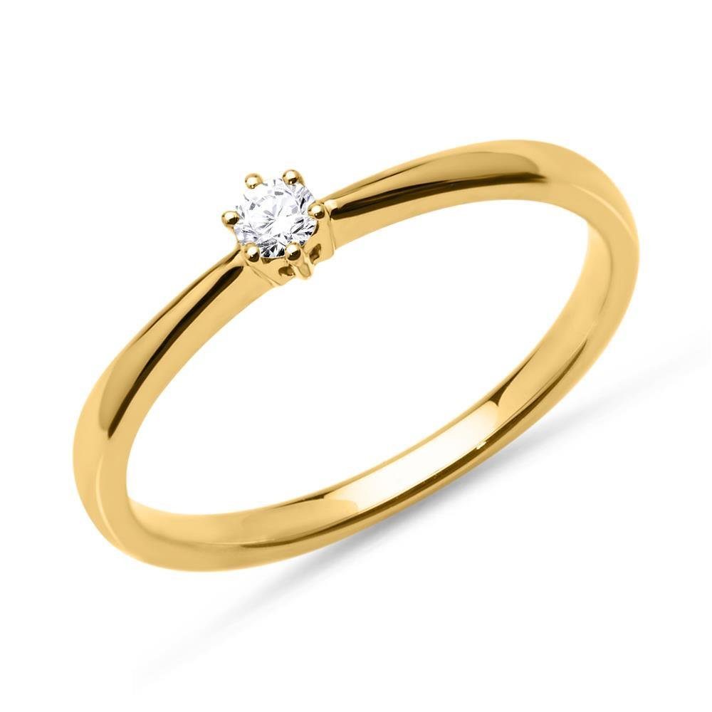 Unique Verlobungsring Diamant Verlobungsring Gelbgold 0,1 ct. VR0134 (Größe: 54mm)