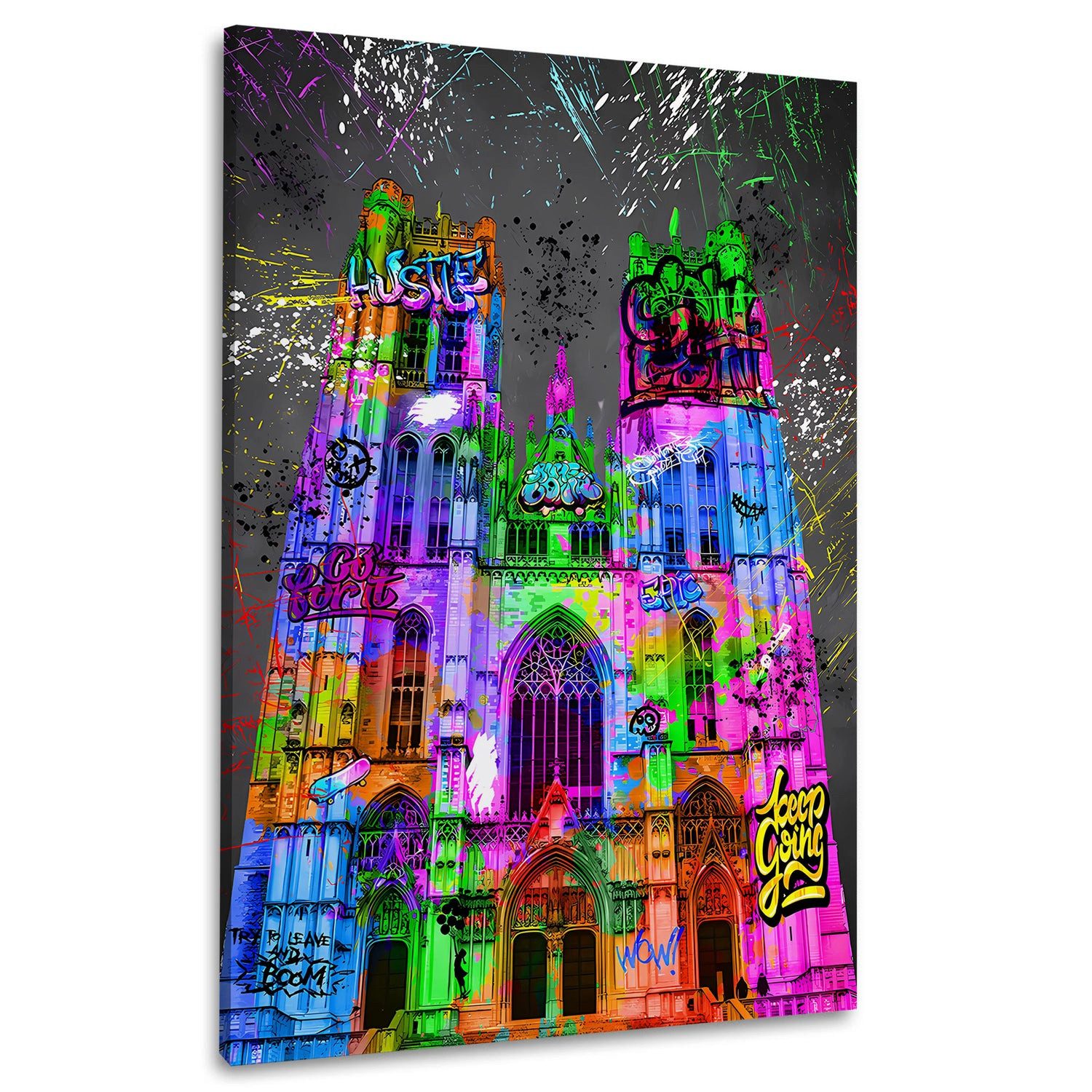 Artedinoi Leinwandbild Abstrakt Kölner Dom Street Art Graffiti Wandbild