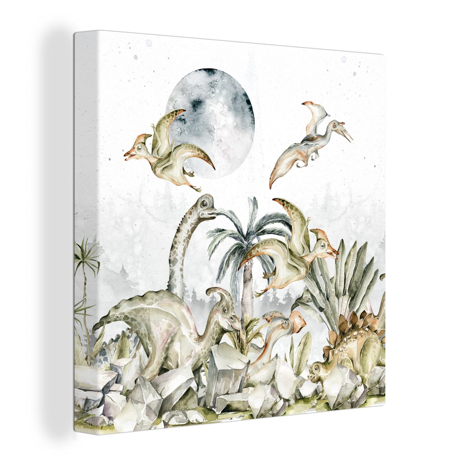 Onemillioncanvasses® Leinwandbild Dinosaurier Kinder Dschungel