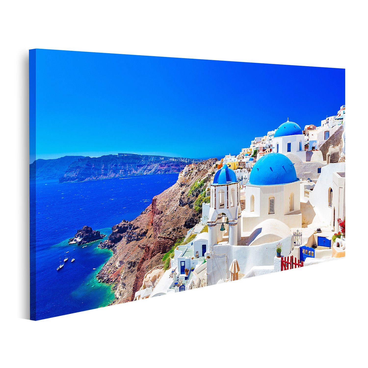 islandburner Leinwandbild »Bild auf Leinwand Oia Stadt Santorini Insel Griechenland Caldera Ägäis«