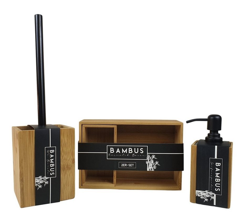 Sesua Badaccessoire Set Bambus Badezimmer Set 3tlg Badzubehör