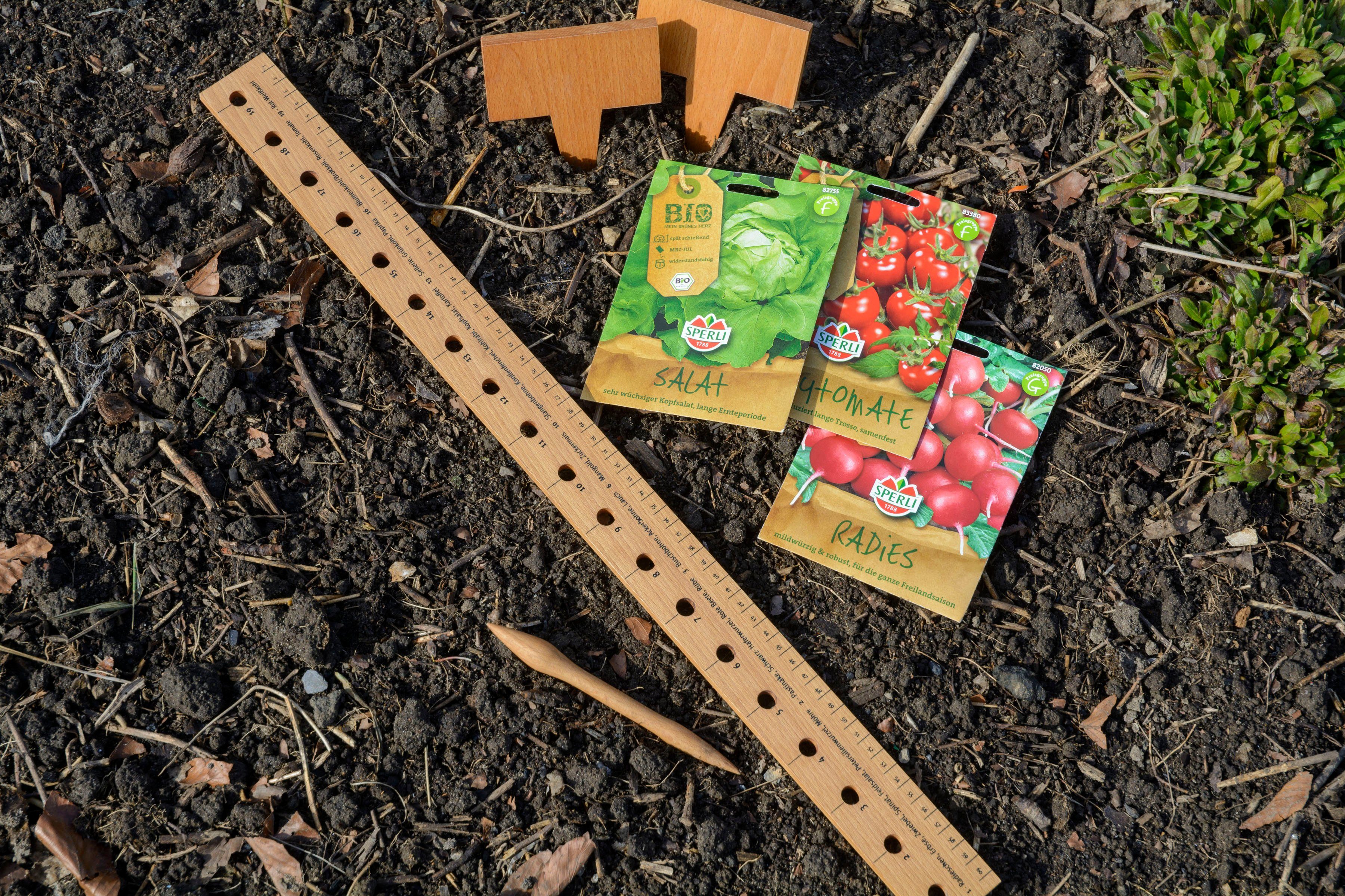 dobar Gemüsesamen, Pflanzen-Starter-Set aus Buchenholz mit 3 ...