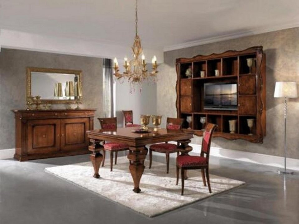 Jvmoebel Esszimmer Set Design Garnitur Holz Möbel Kommode 4x Stuhl