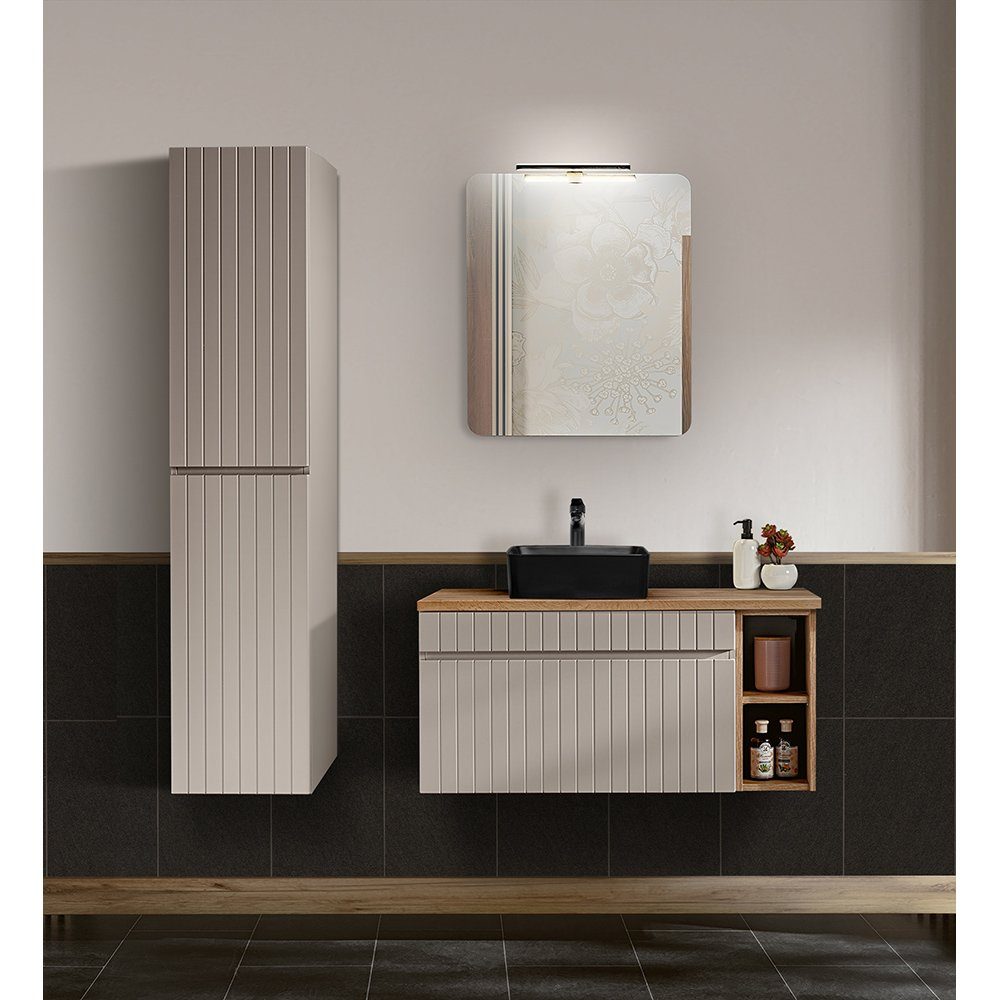 Lomadox Badmöbel Set Iraklio 56 Cashmere Spar Set 3 St Kaschmir
